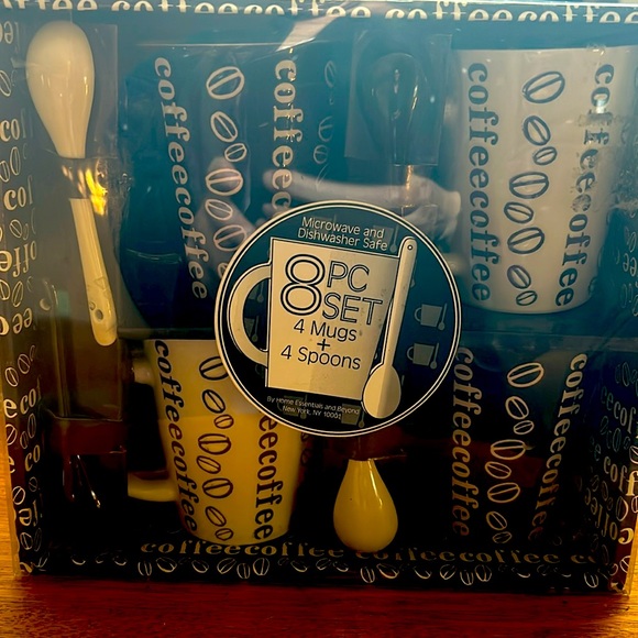 Home Essentials | Dining | 8 Pc Coffee Mugs Spoon Set Nwt Retails 3 ...